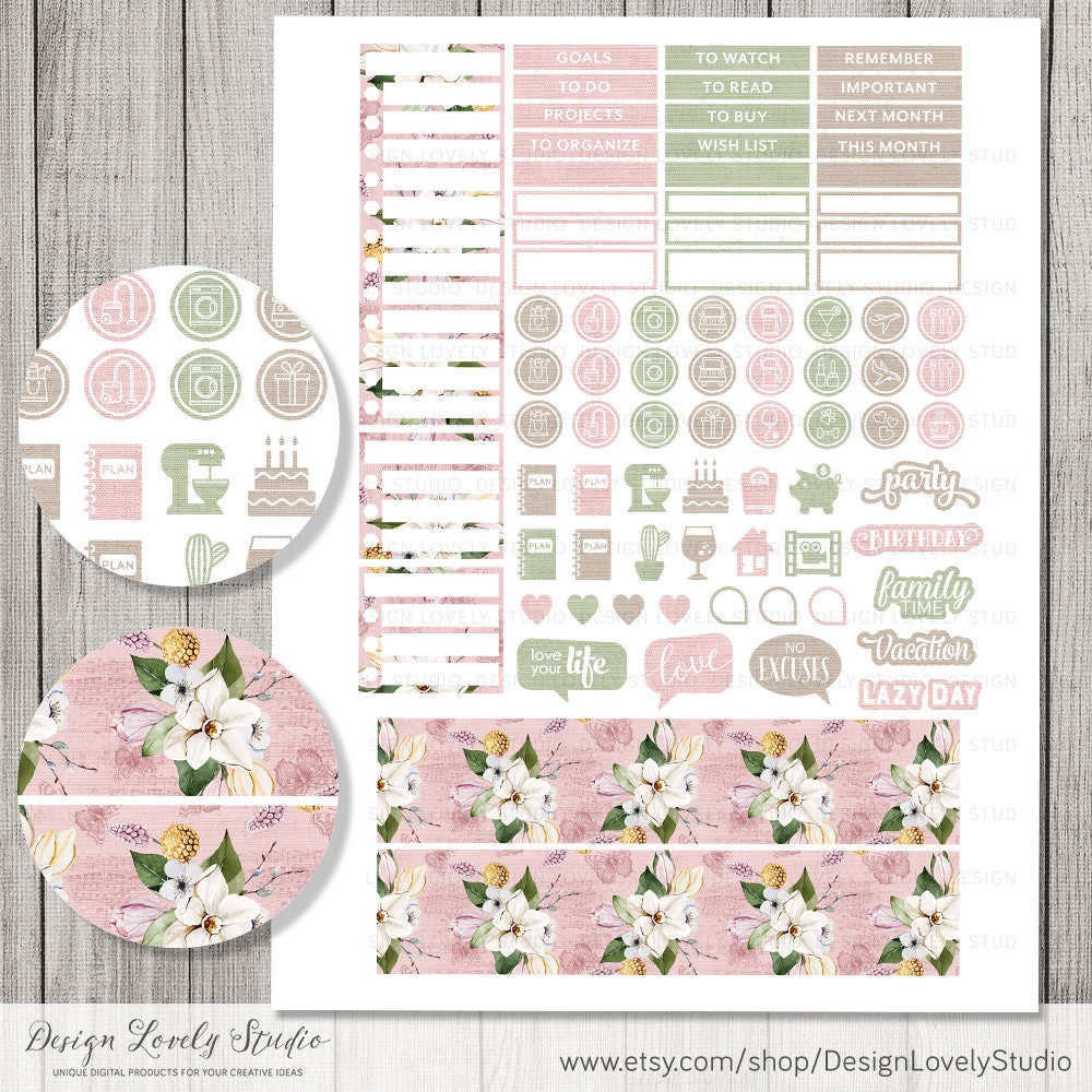 APRIL Sticker Kit April Printable Planner Stickers for Erin - Etsy