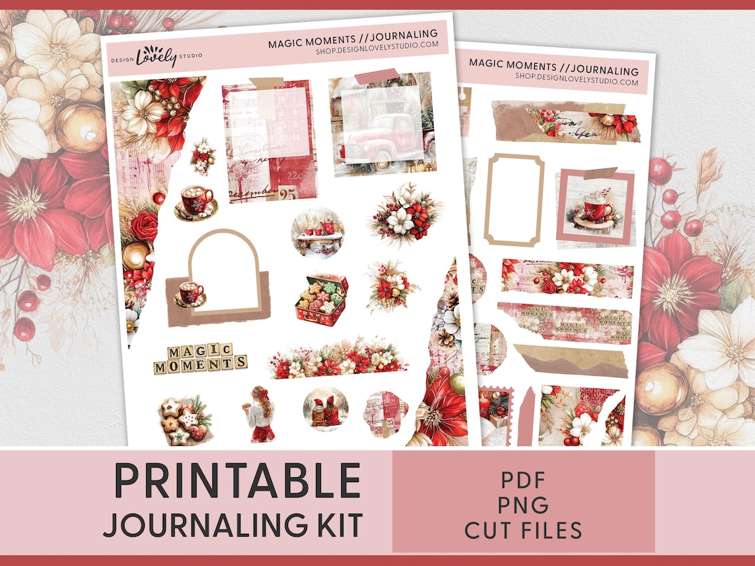 Printable Christmas Journaling Sticker Kit, Christmas Deco Stickers ...