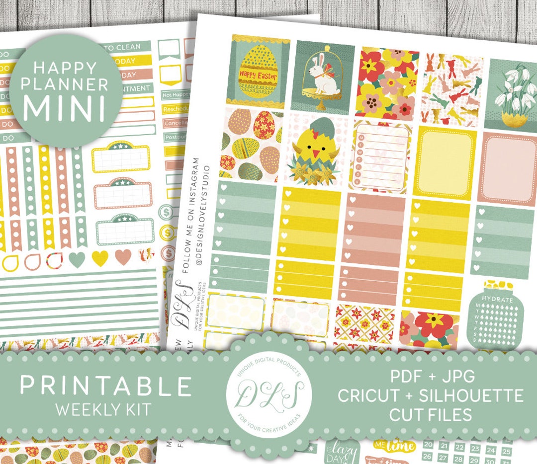 Easter Mini Happy Planner, Easter Weekly Kit, Mambi Easter Stickers ...