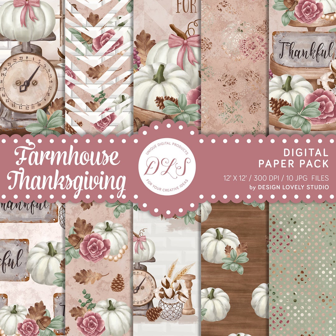 Thanksgiving Digital Paper, Thanksgiving Digital Backdrop, Rustic ...