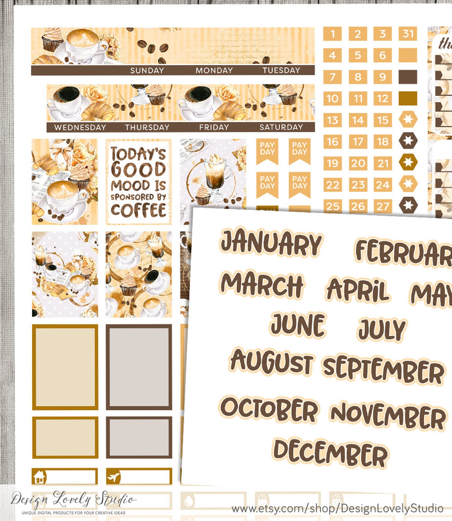 Printable COFFEE Monthly Planner Kit Mini Happy Planner - Etsy