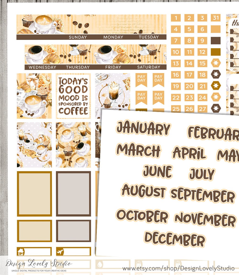 Printable COFFEE Monthly Planner Kit Mini Happy Planner - Etsy