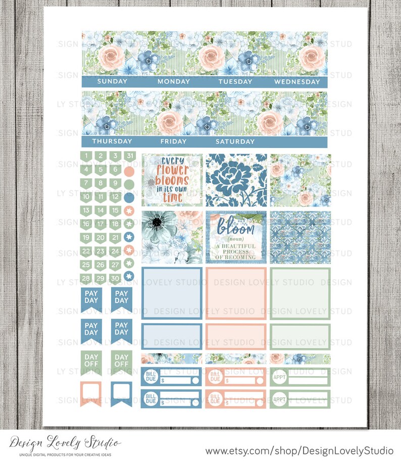 Printable FLORAL Monthly Planner Stickers Spring Monthly - Etsy