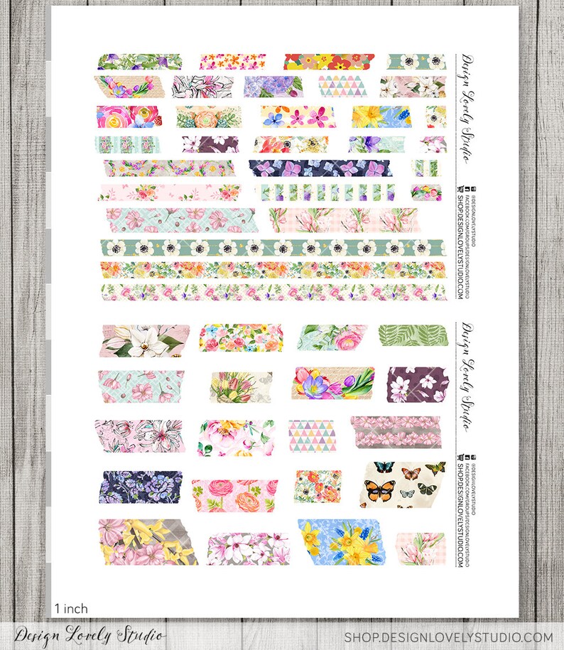 Digital Washi Tape Stickers Printable Washi Strips Goodnotes - Etsy