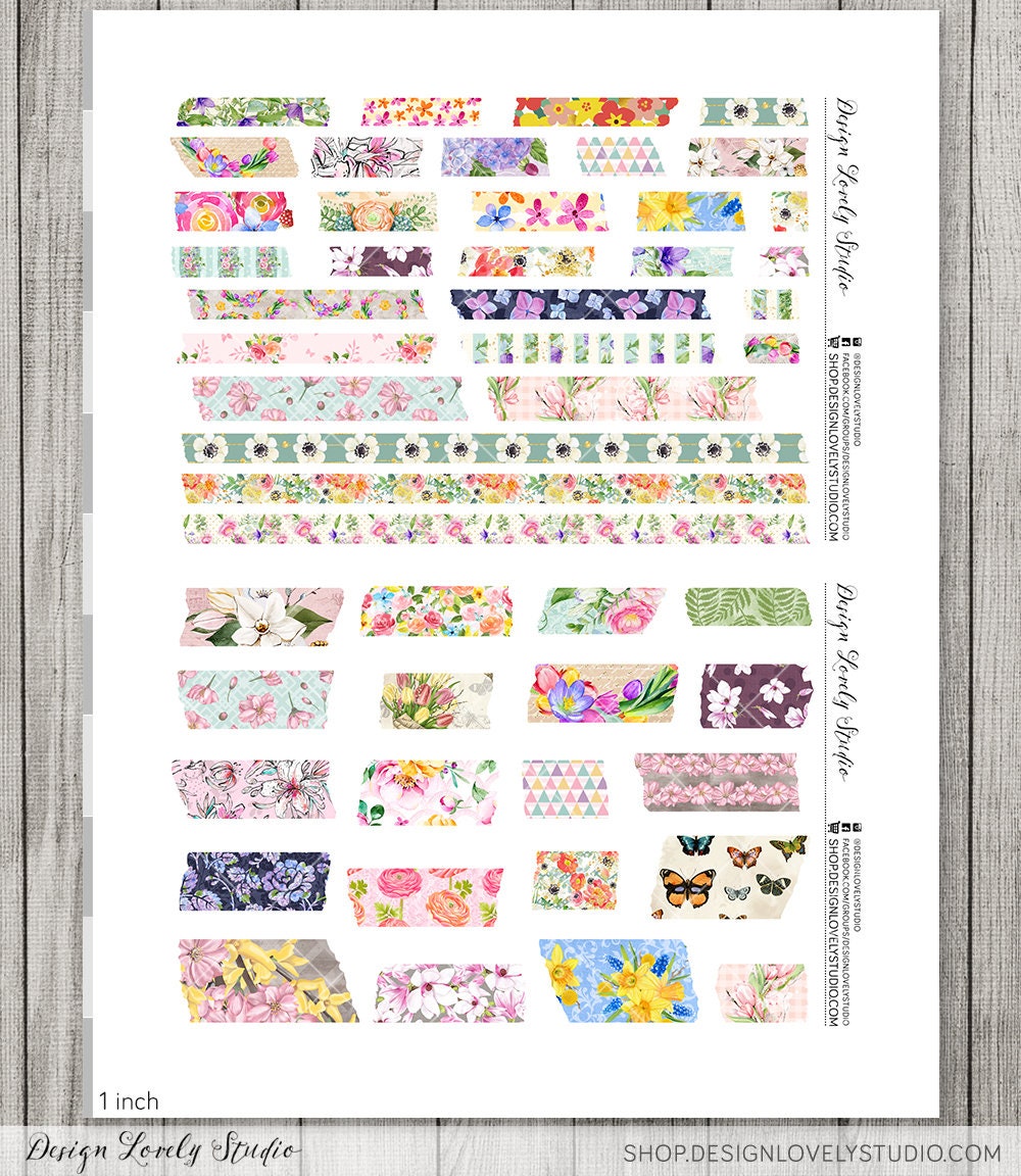 Digital Washi Tape Stickers Printable Washi Strips Goodnotes - Etsy