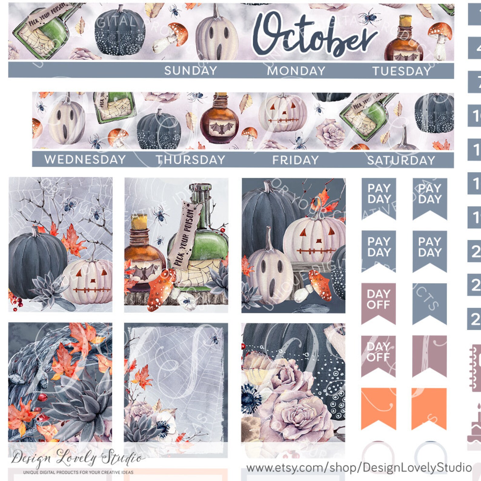 October Planner Stickers October Monthly Kit Mini Happy | Etsy