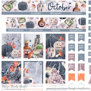 October Planner Stickers, October Monthly Kit, Mini Happy Planner ...