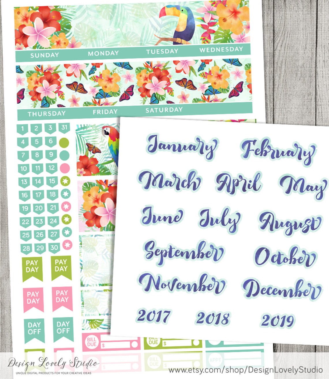 Monthly Kit Monthly Planner Printable Stickers Monthly - Etsy