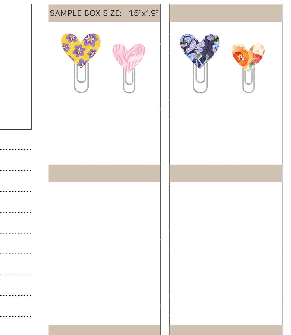 PRINTABLE Heart Paper Clip Stickers, Heart Paper Clip Stickers for ...