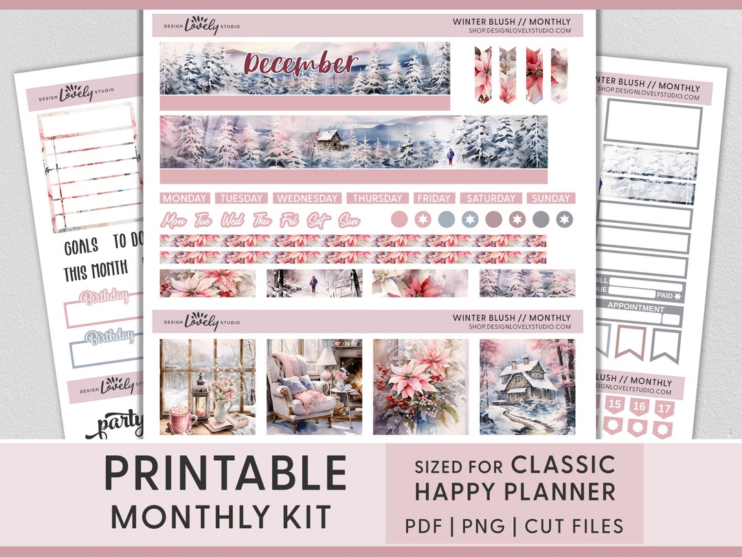 December Monthly Sticker Kit, December Planner Stickers, Christmas ...