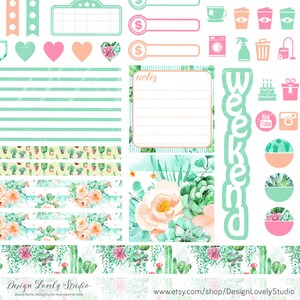 PRINTABLE SUCCULENTS Planner Stickers, Cacti Planner Stickers, Mini ...