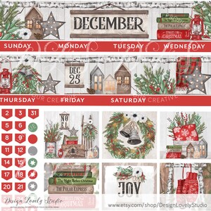 December Monthly Kit, Printable December Monthly Stickers, Christmas ...