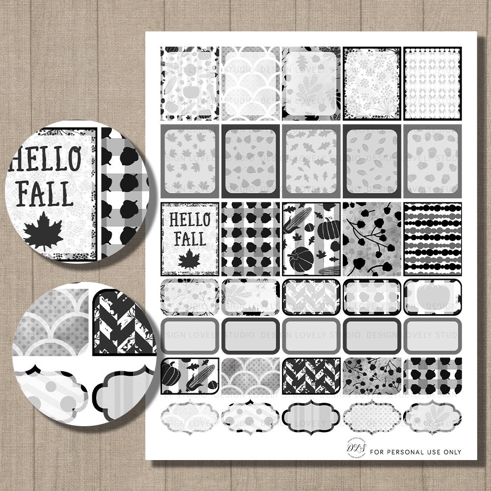 Printable Black and White Stickers Weekly Kit for Erin | Etsy