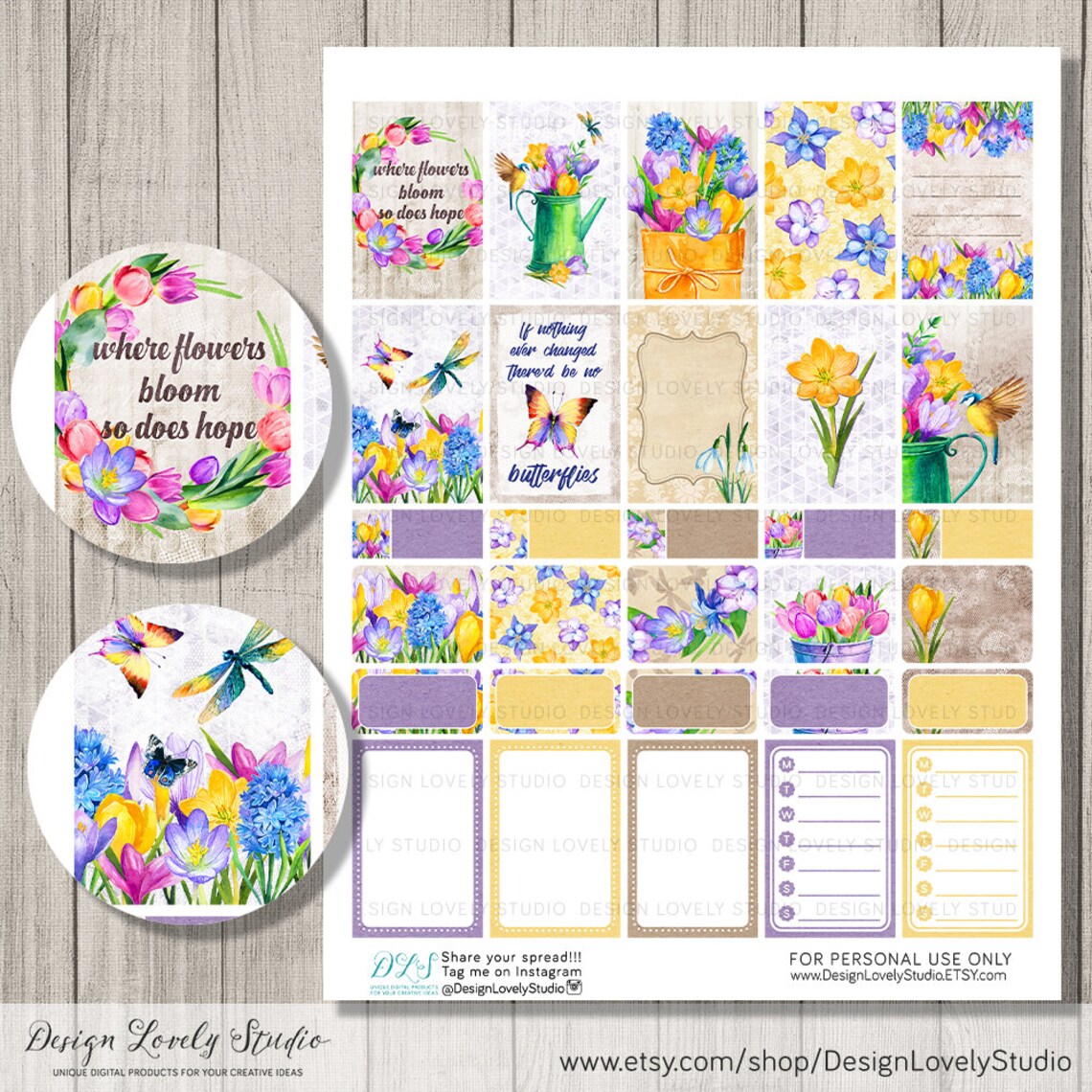 Printable FLORAL Planner Stickers Spring Floral Planner - Etsy