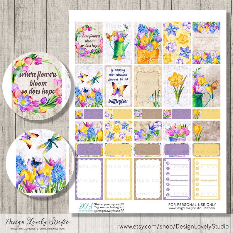 Printable FLORAL Planner Stickers, Spring Floral Planner Stickers ...
