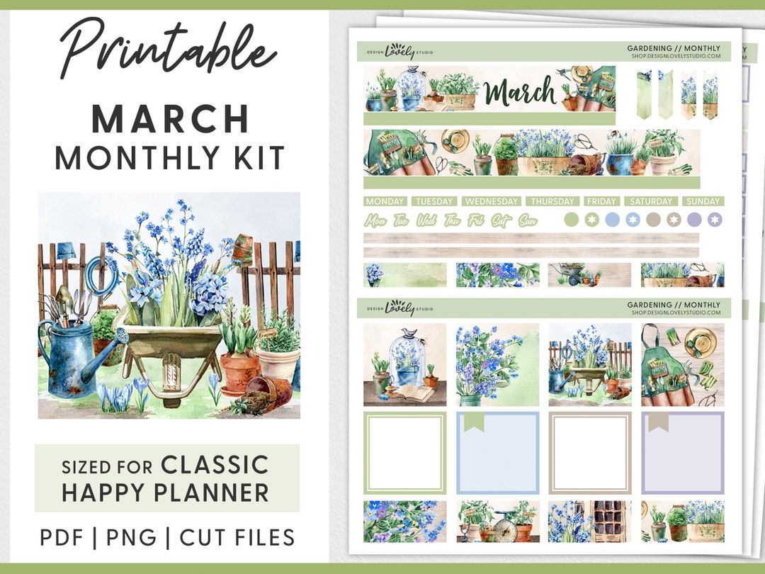 March Planner Stickers, Spring Planner Stickers, Printable Planner ...