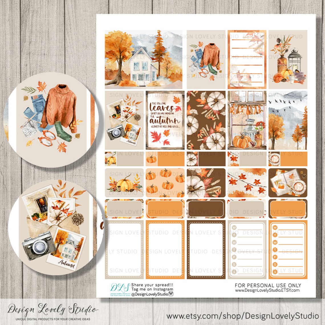 Printable FALL Planner Stickers Happy Planner Printable - Etsy