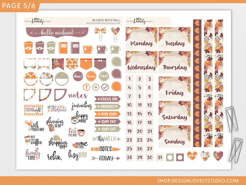 Happy Planner Printable Stickers Fall Planner Stickers - Etsy