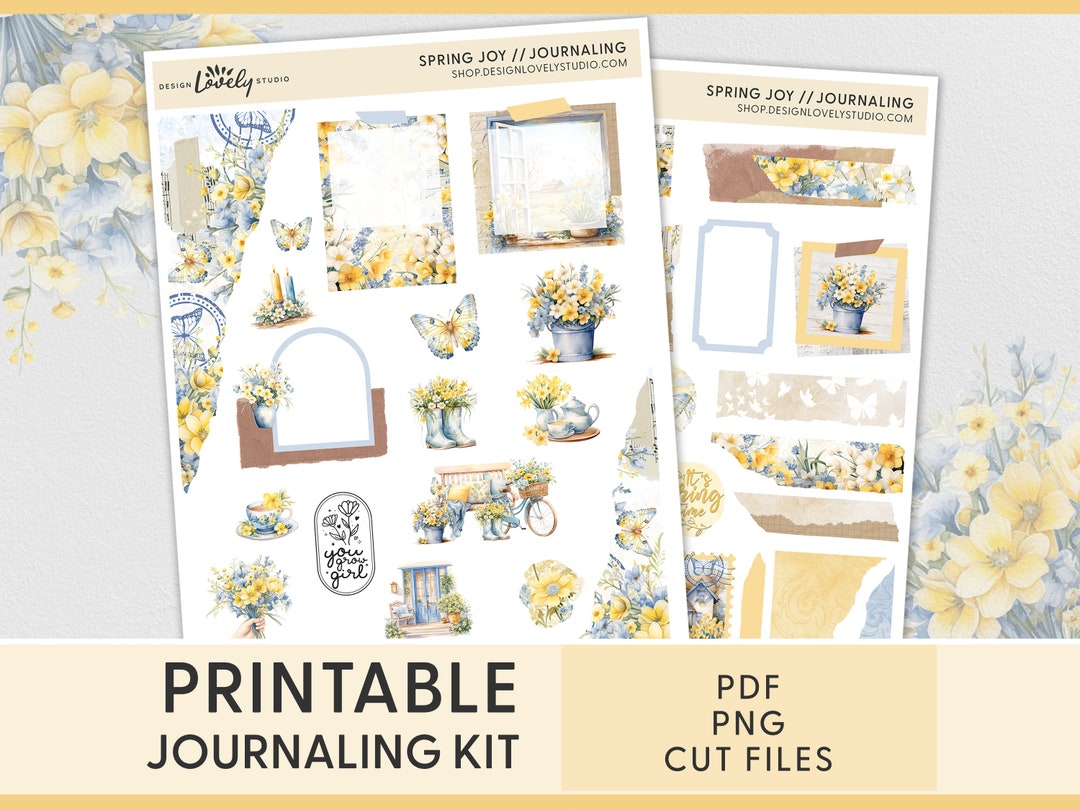 Floral Journaling Sticker Kit, Floral Deco Stickers, Spring Stickers ...