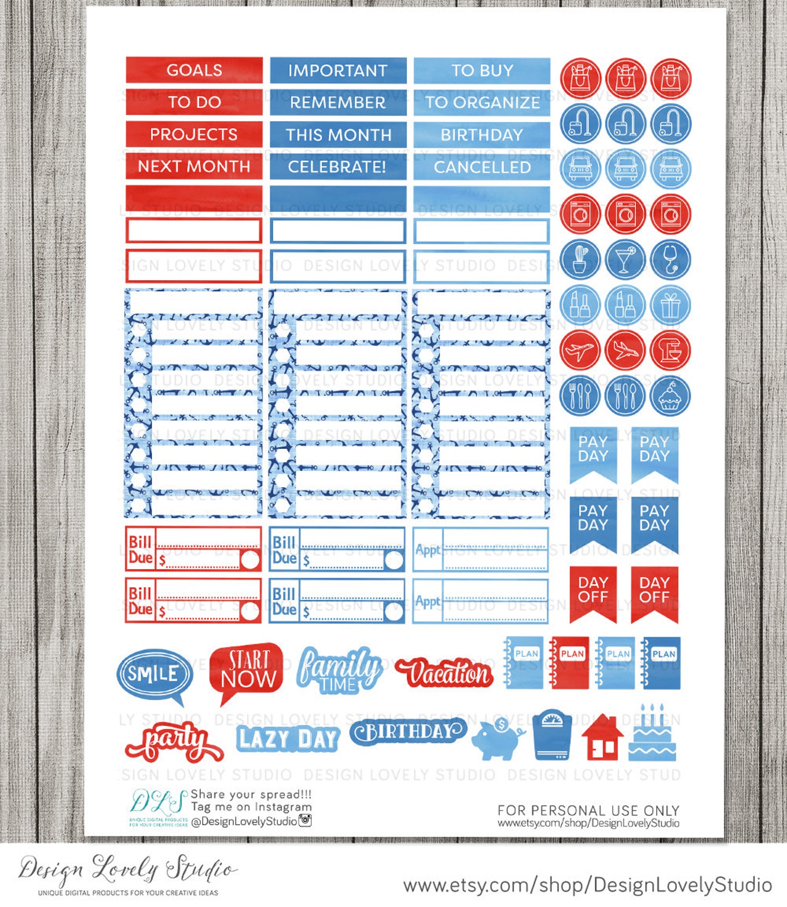 Big Happy Planner Monthly Stickers Kit, Printable Monthly Planner ...