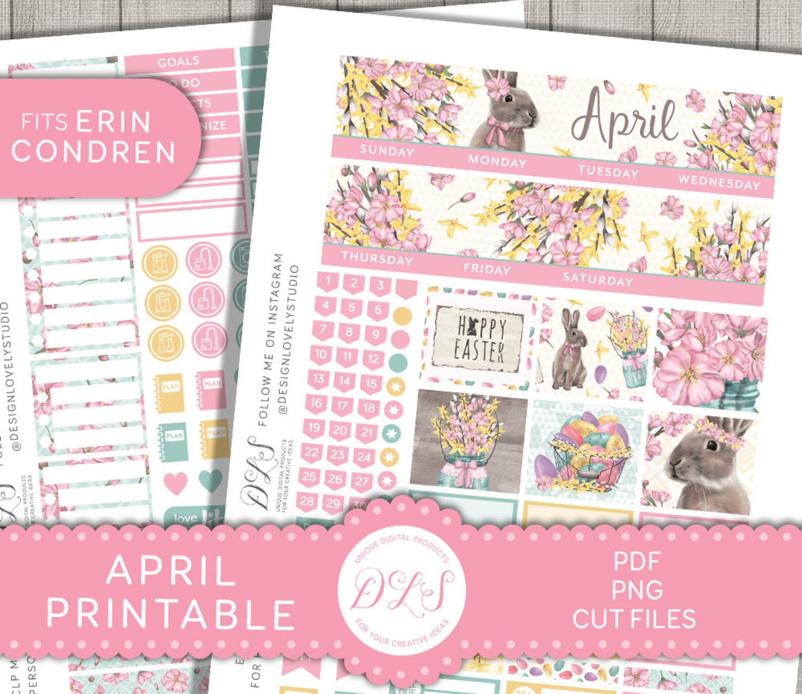 Printable APRIL Monthly Kit April Monthly Planner Stickers | Etsy