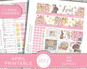 April Monthly Kit Printable April Planner Stickers Easter | Etsy