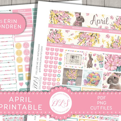 Spring Planner Stickers Printable Stickers Erin Condren - Etsy