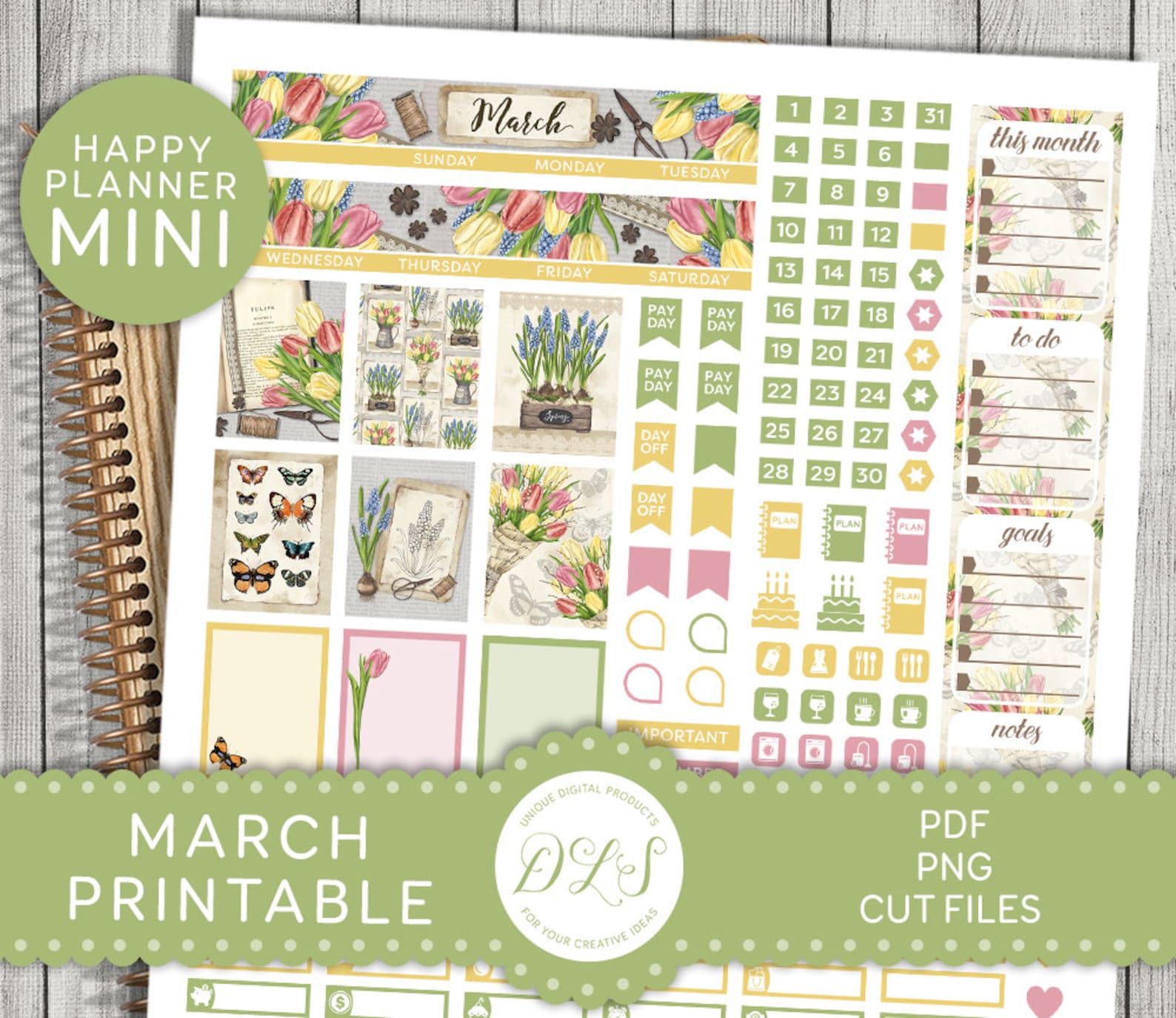 Mini Happy Planner March Stickers Kit Printable March Monthly | Etsy