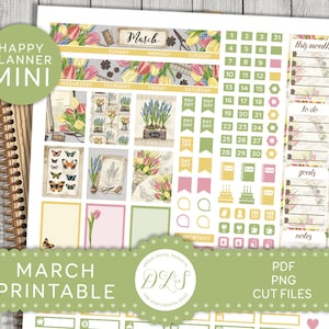 Mini Happy Planner March Stickers Kit, Printable March Monthly Kit ...