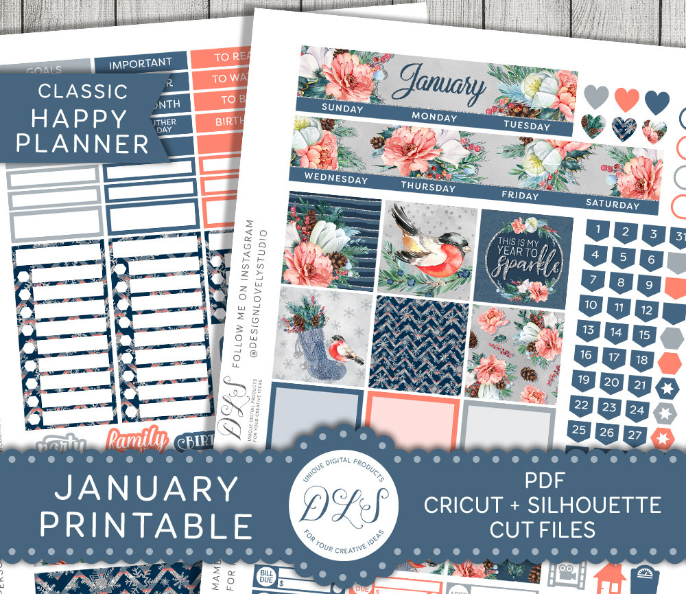 JANUARY Planner Stickers Kit Printable January Monthly Kit | Etsy