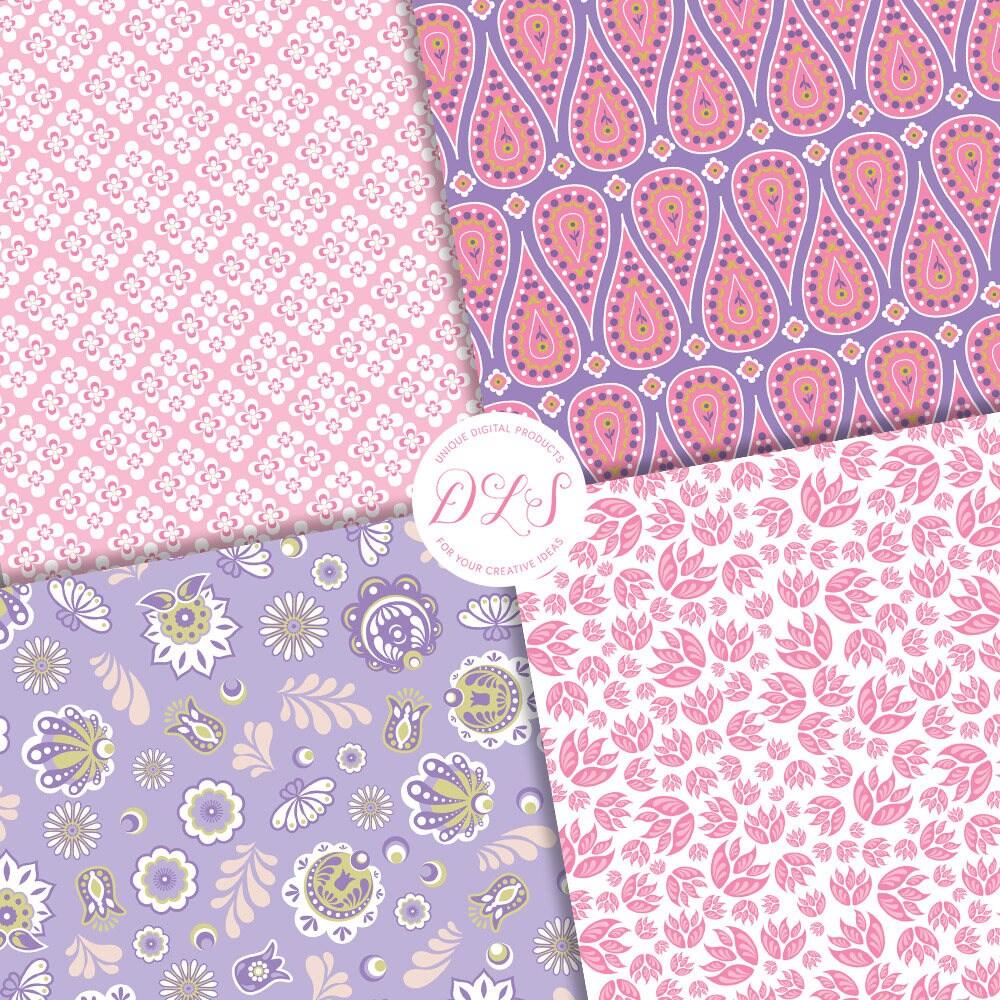 Bright Floral Digital Paper, Colorful Floral Patterns, Flower Scrapbook ...