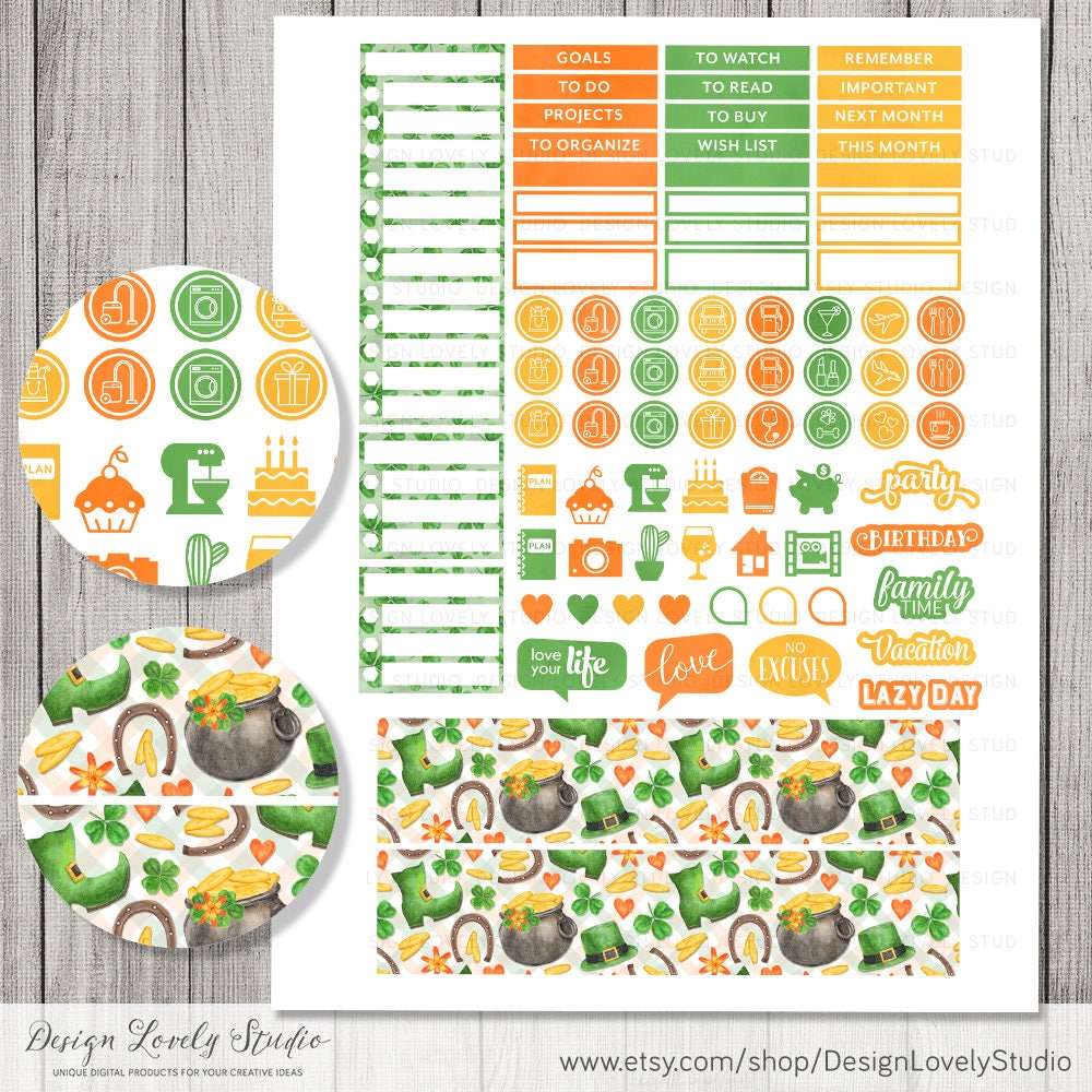 March Monthly Kit Printable March Planner Stickers Fits Erin - Etsy