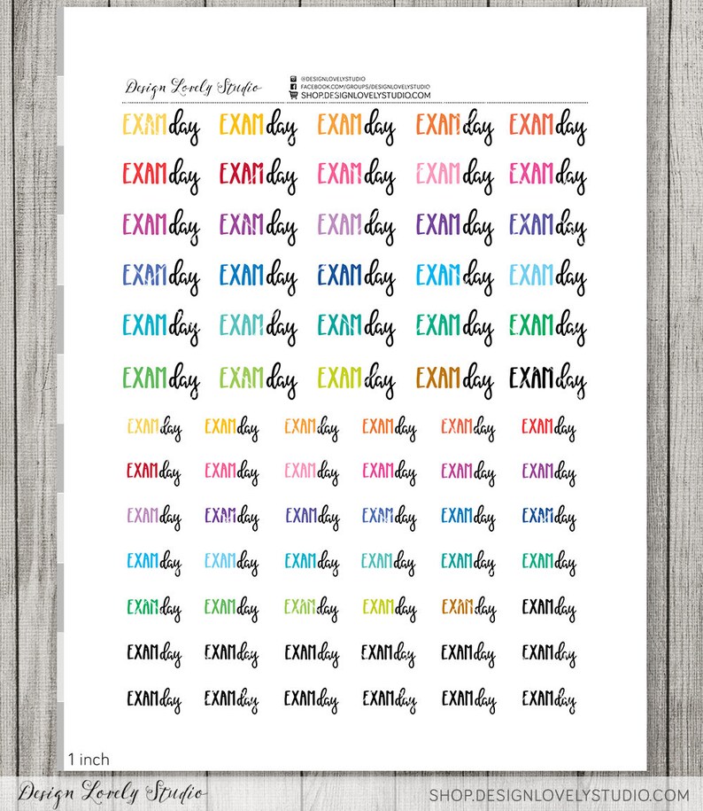 EXAM DAY Script Planner Stickers, Exam Day Printable Planner Stickers ...