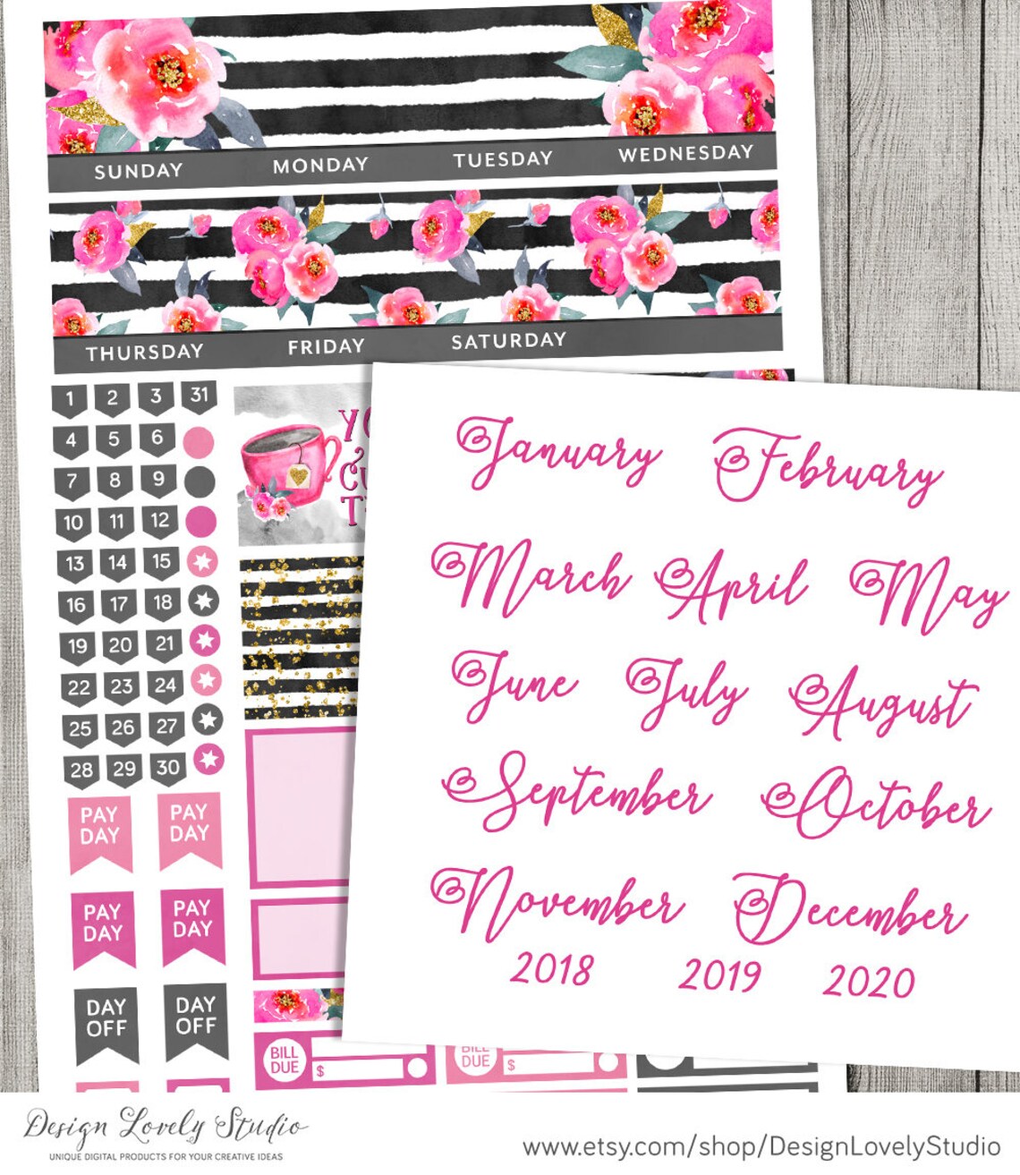 Printable Monthly Planner Stickers Erin Condren Monthly - Etsy