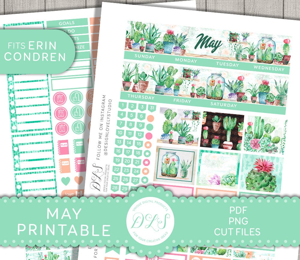 Papercraft Cactus planner sticker kit Planner Stickers Monthly stickers ...