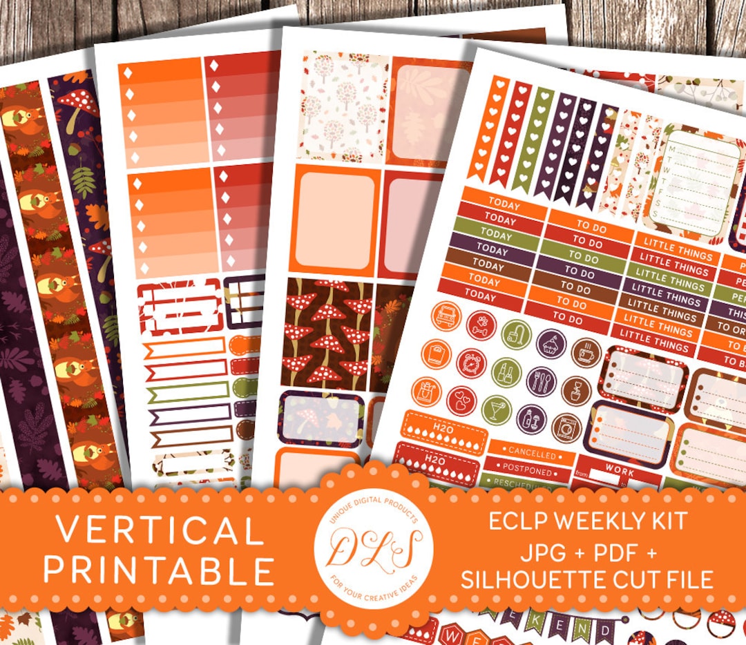 Printable Fall Stickers Kit Fits EC Planners, Weekly Planner Stickers ...