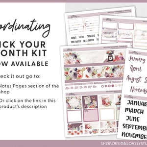 Notes Page Sticker Kit, Printable Planner Stickers, Monthly Sticker Kit ...