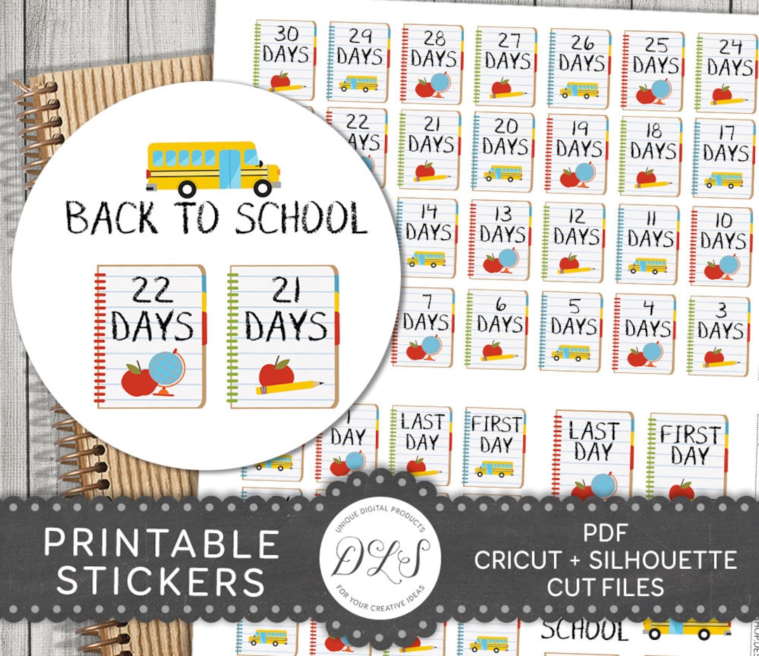 Printable Back to School Countdown Stickers, Back to School Planner ...