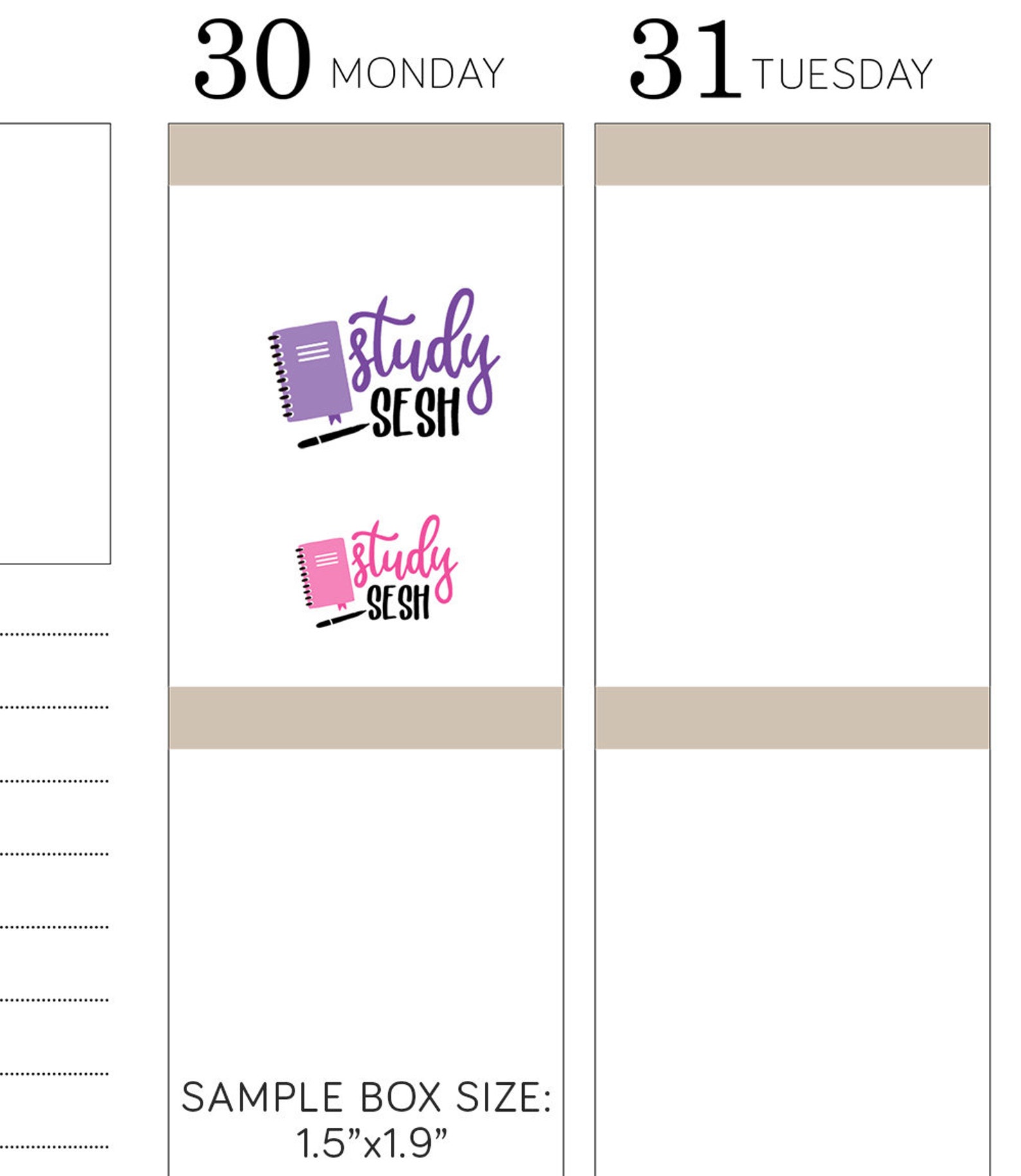 STUDY SESH Printable Planner Stickers Study Sesh Script - Etsy