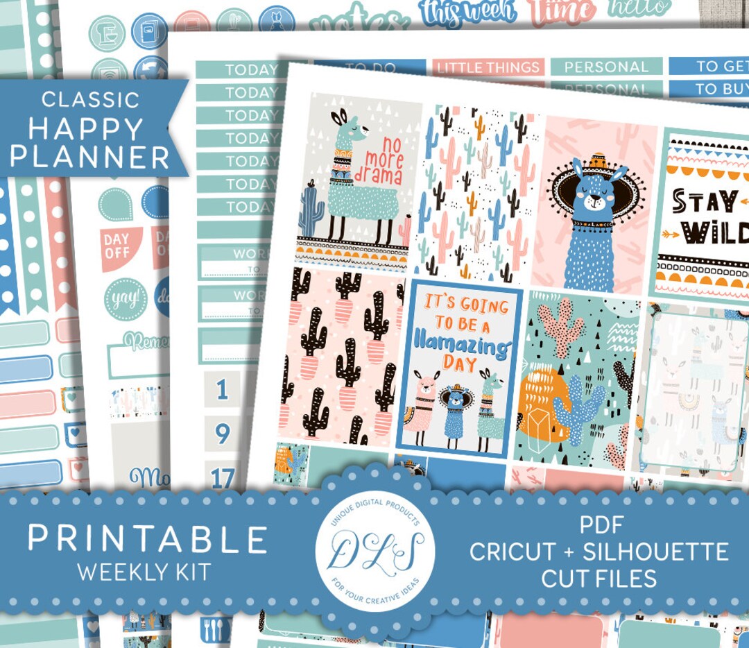 Printable Happy Planner Stickers, Llama Planner Stickers, Happy Planner ...