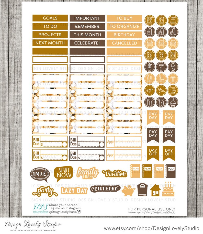 Big Happy Planner Monthly Stickers, Printable COFFEE Monthly Planner ...
