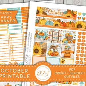 Happy Planner October Monthly Kit, Printable October Stickers Kit, Fall ...