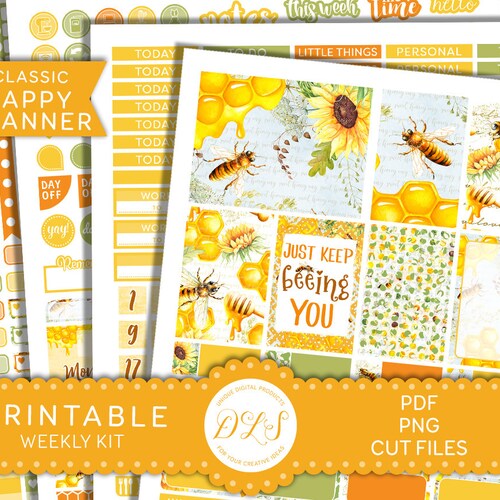 Happy Planner PRINTABLE Weekly Kit Honey Bee Planner | Etsy
