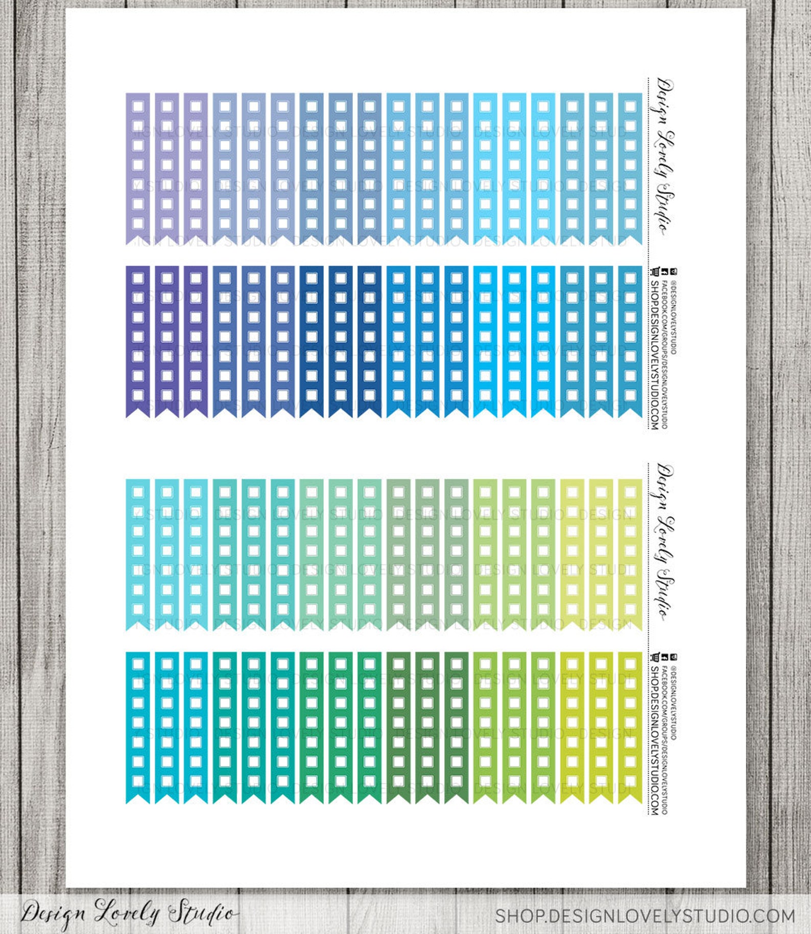 Square CHECKLIST Planner Stickers, Printable Flag Checklist Planner ...