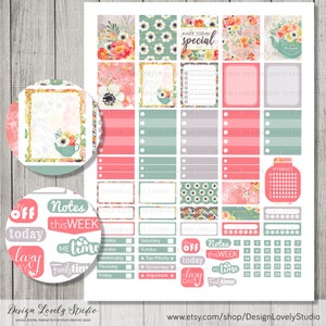 Mini Happy Planner PRINTABLE Stickers, Weekly Stickers Kit, Romantic ...