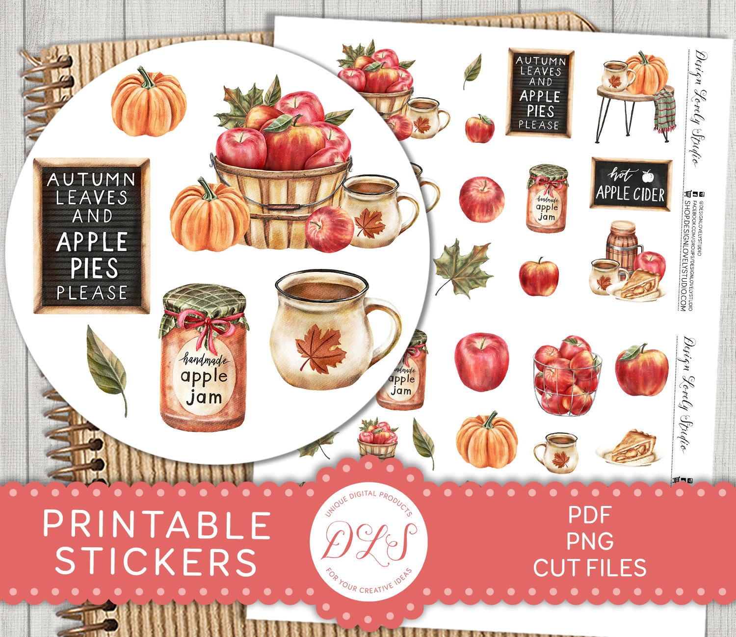 Apple Planner Stickers, Fall Planner Stickers, Pumpkin Planner Stickers ...