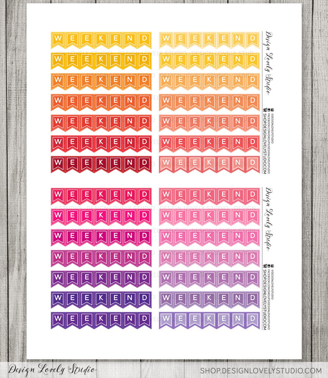 Weekend Banner Planner Stickers Printable Weekend Banner | Etsy