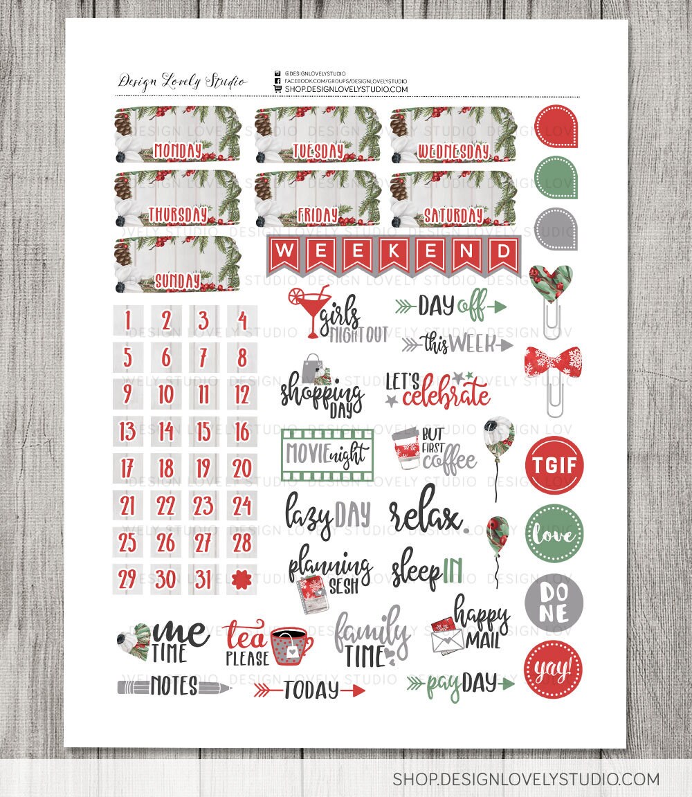 Big Happy Planner Christmas Stickers Kit Printable Christmas - Etsy