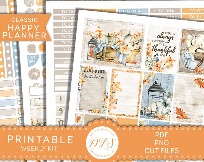 HAPPY PLANNER Fall PRINTABLE Sticker, Fall Printable Sticker Kit, Happy ...