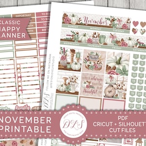 Happy Planner November Monthly Kit, Printable November Stickers Kit ...